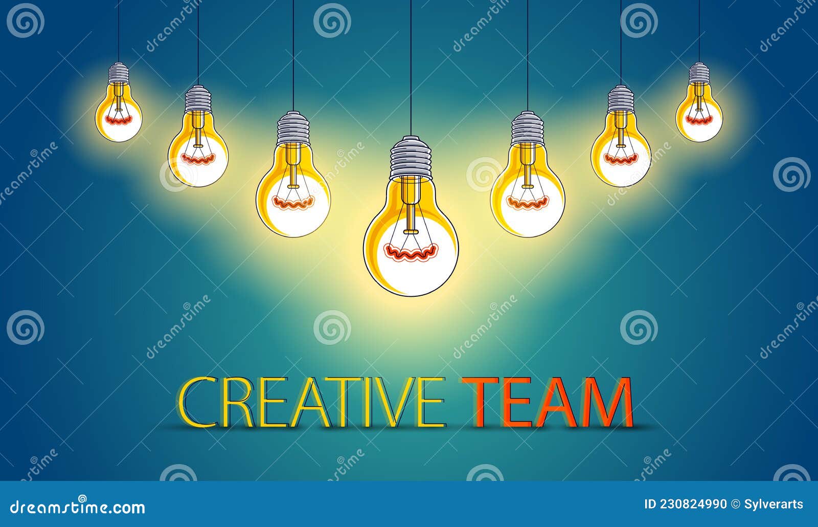 Group of Shining Light Bulbs Represents Idea of Creative People ...
