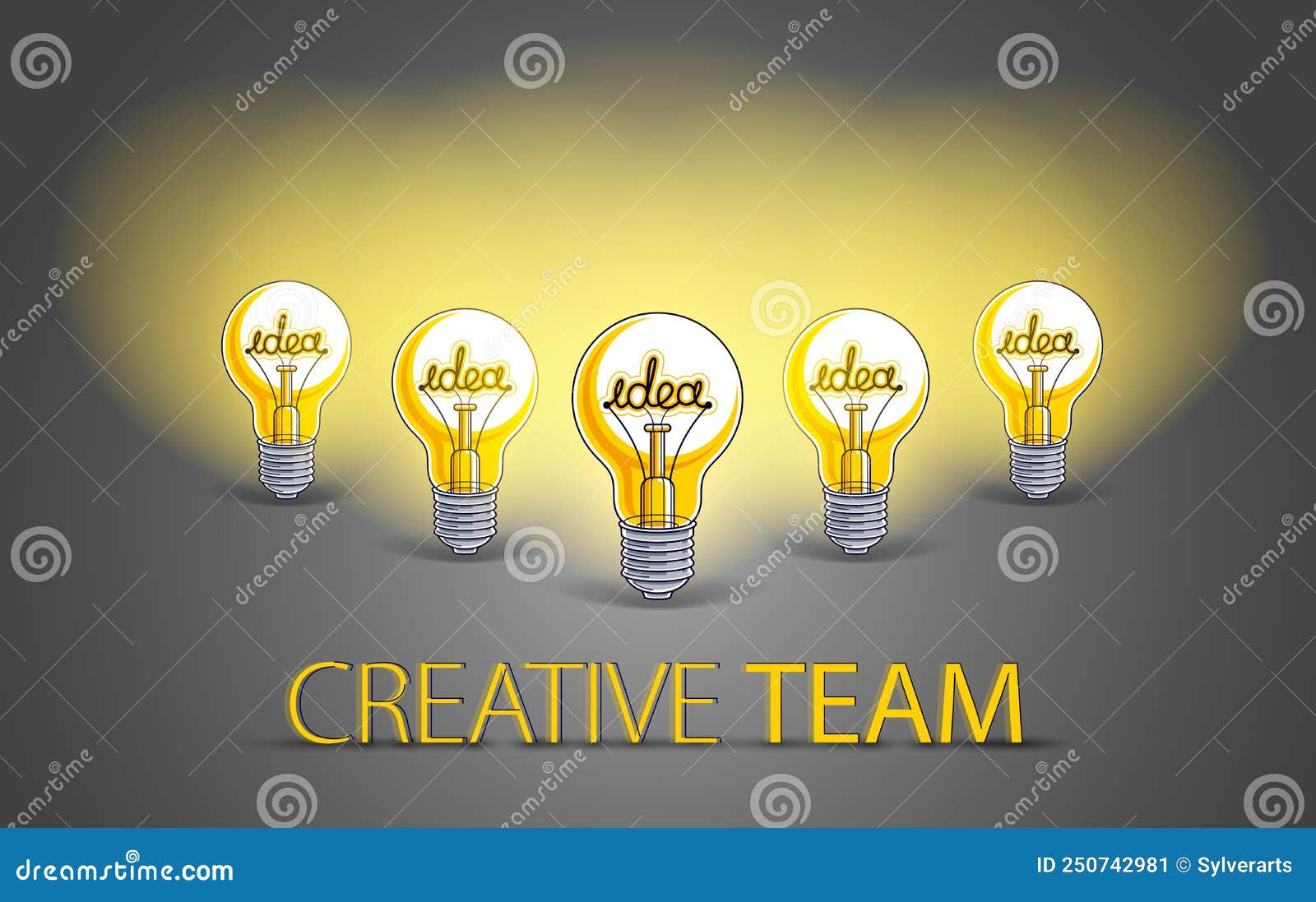 Group of Shining Light Bulbs Represents Idea of Creative People ...