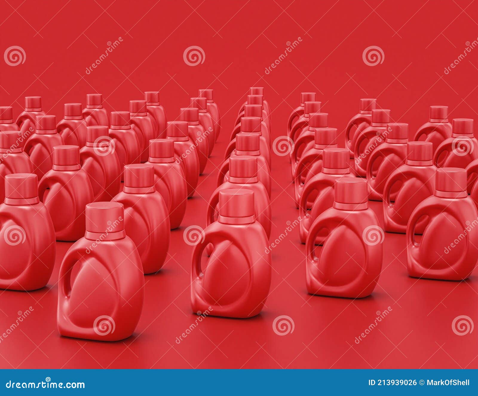 Group of Shiny Red Plastic Detergent Containers in Red Background, Flat ...