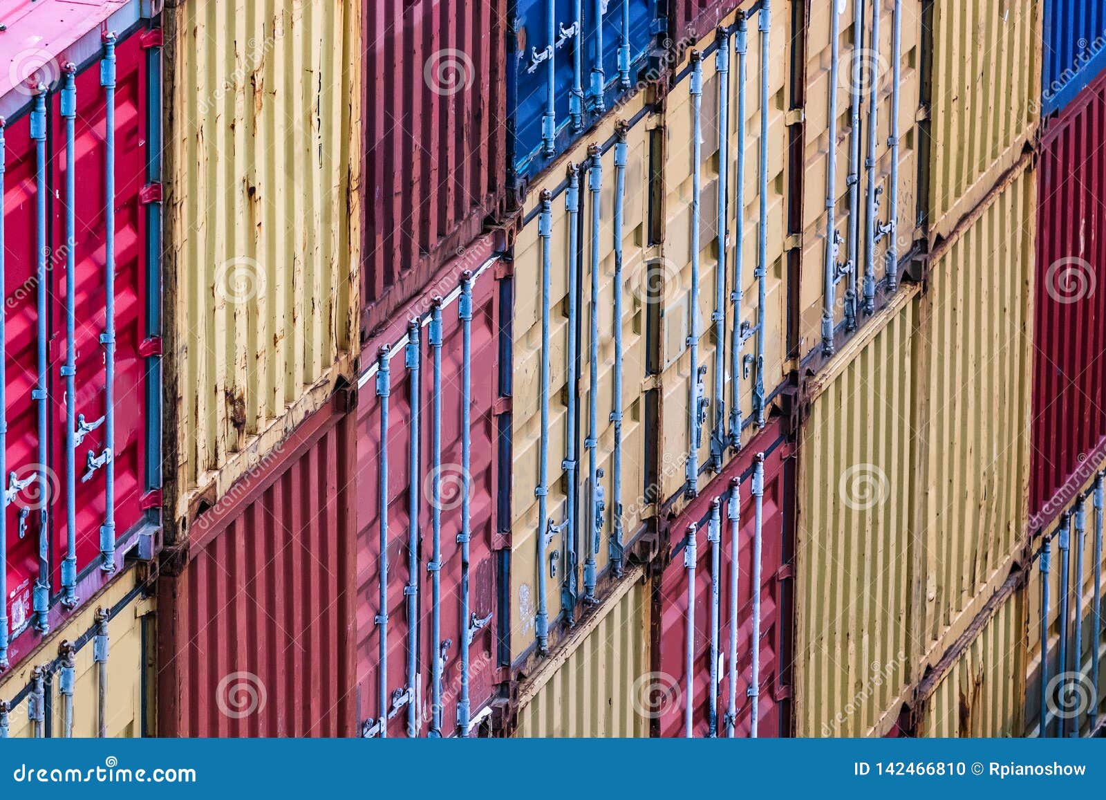 Group of Shipping Containers at the Port, Perspective View Stock Photo ...