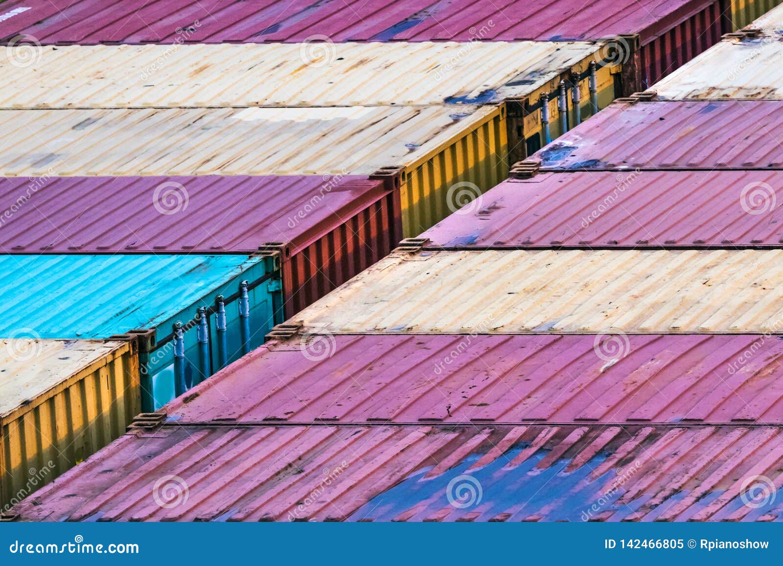 Group of Shipping Containers at the Port Top View Stock Image - Image ...