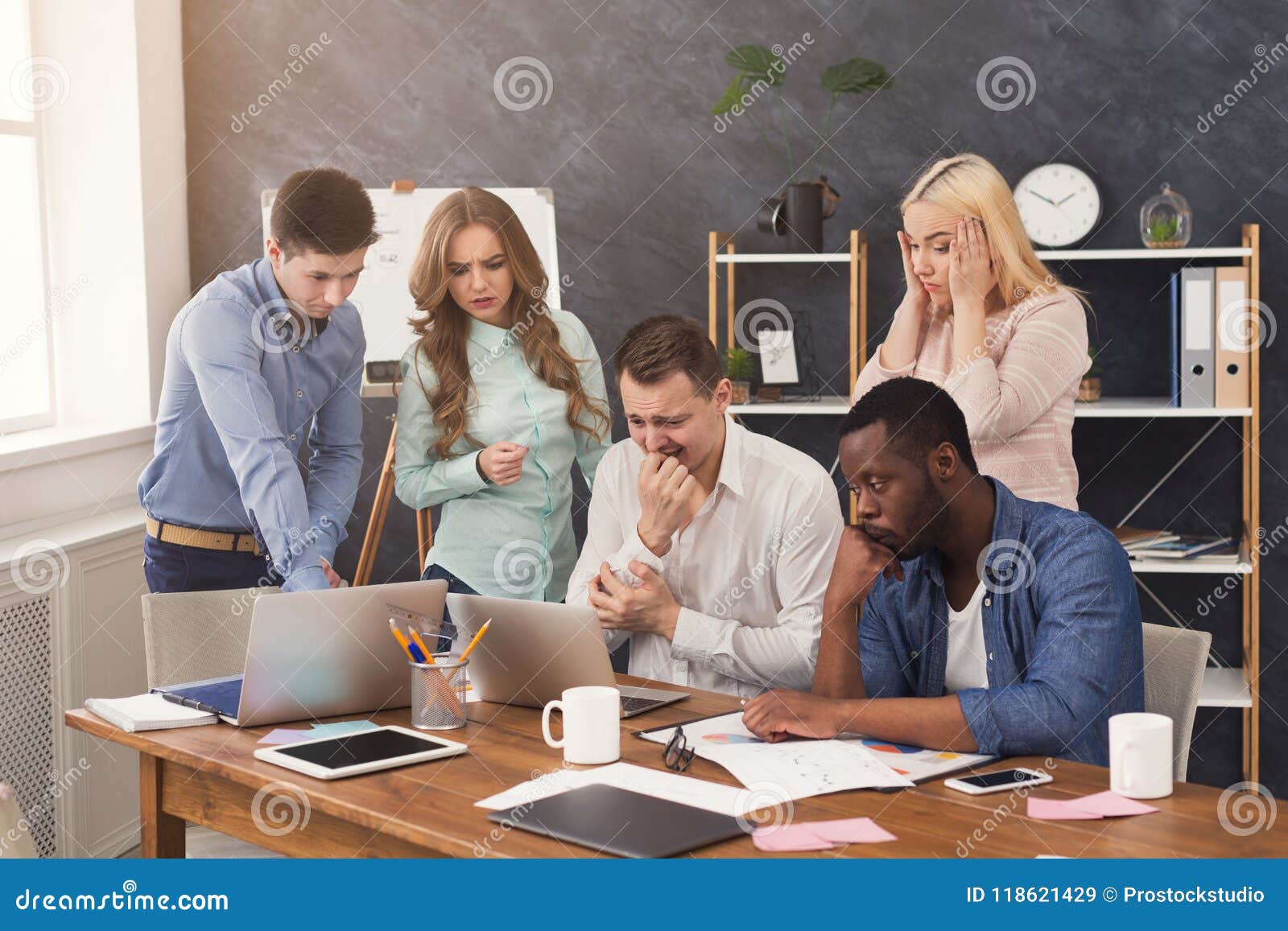 Shocked People Gesturing at Computer Screen Stock Image - Image of ...