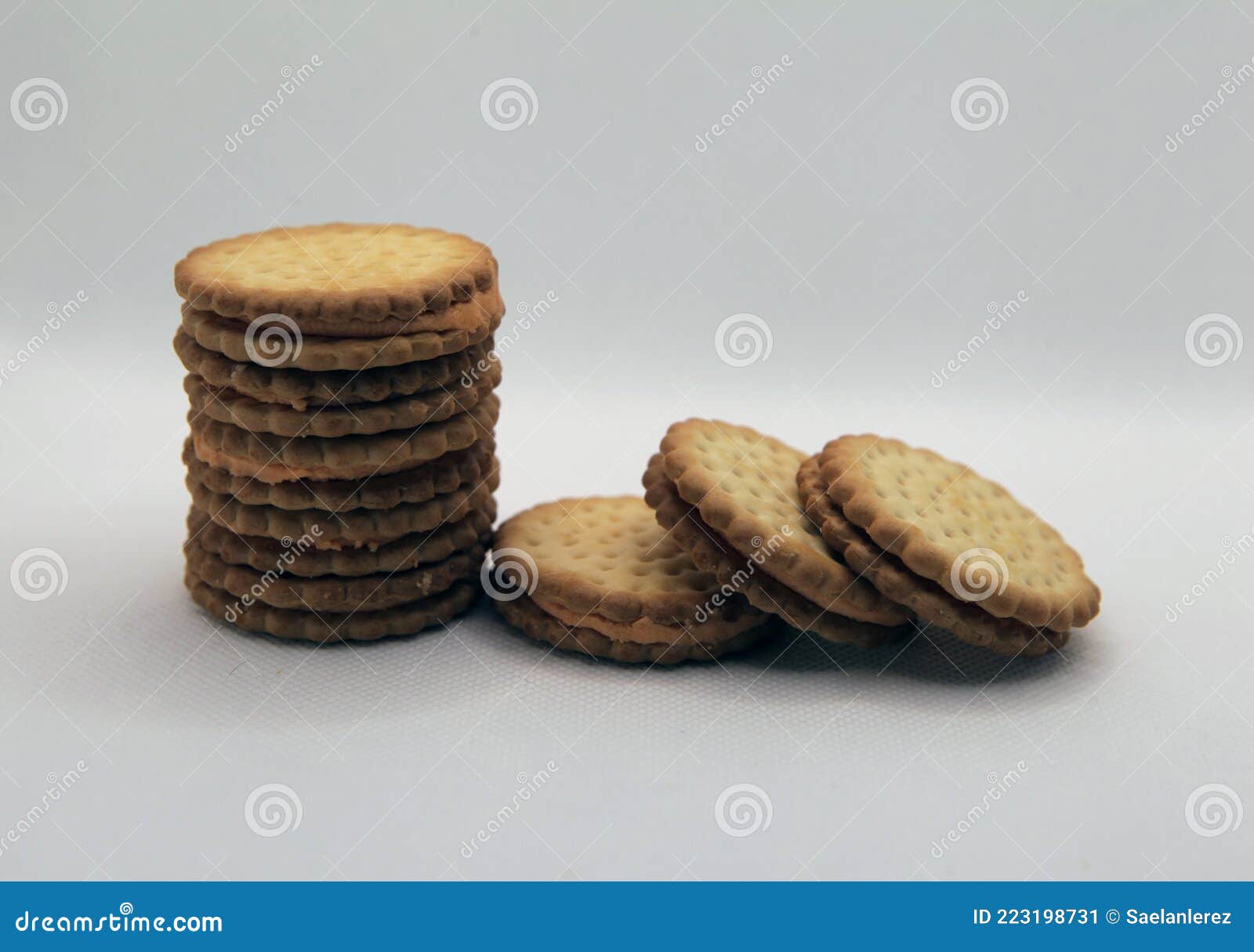 Group Shoot of Stacked Biscuits Isolated White Background Stock Image ...
