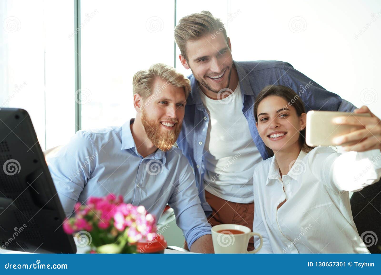 Group Shot of Colleagues Having Fun in Their Office. Stock Image ...