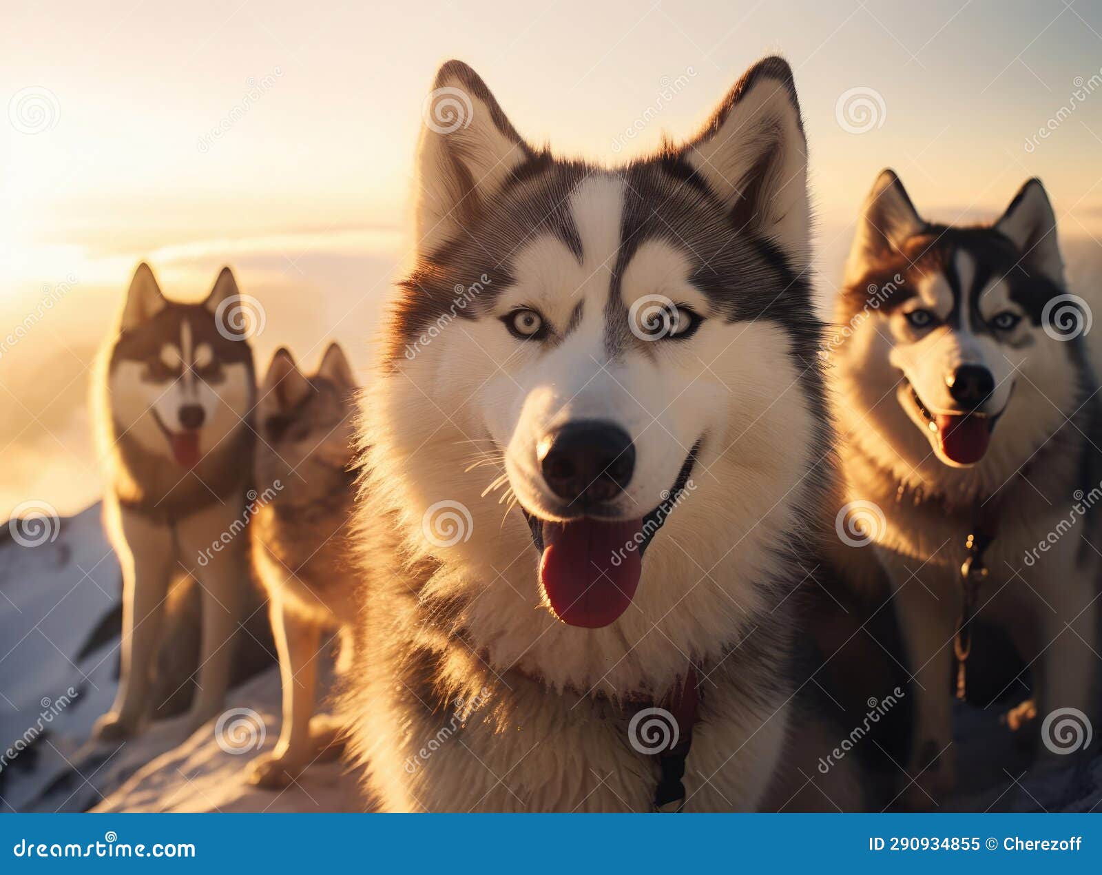 A Group of Siberian Huskies Stock Image - Image of motion, doggy: 290934855