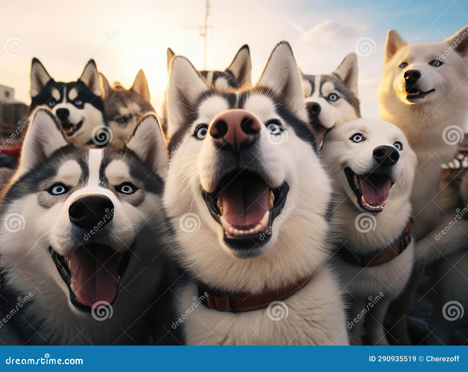 A Group of Siberian Huskies Stock Image - Image of sweet, doggy: 290935519