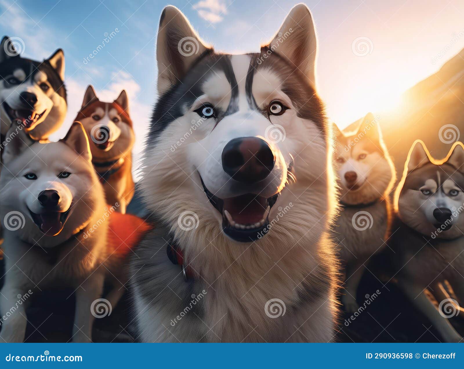 A Group of Siberian Huskies Stock Photo - Image of husky, black: 290936598