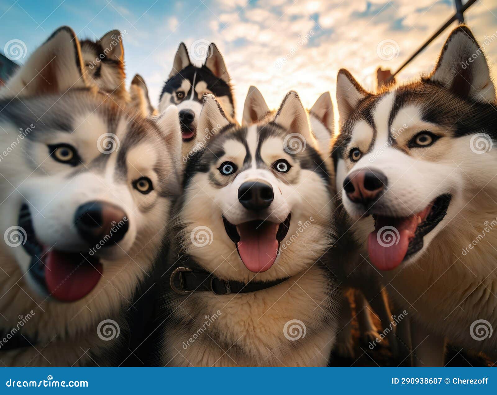 A Group of Siberian Huskies Stock Image - Image of group, travel: 290938607