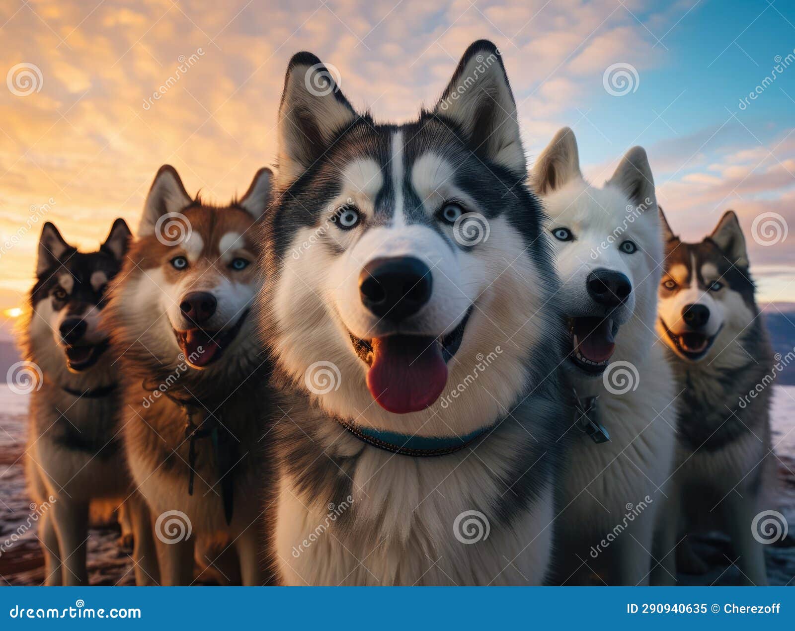 A Group of Siberian Huskies Stock Image - Image of nature, outdoors ...