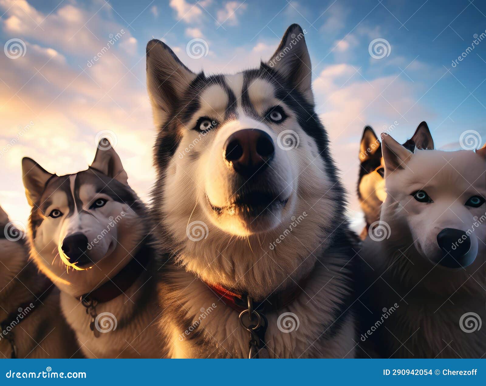 A Group of Siberian Huskies Stock Photo - Image of nature, canine ...