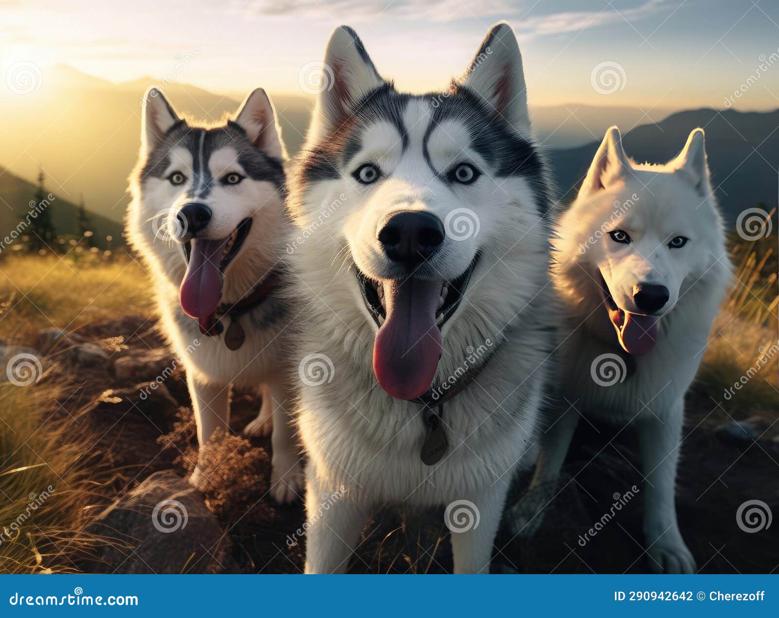 A Group of Siberian Huskies Stock Photo - Image of snow, travel: 290942642