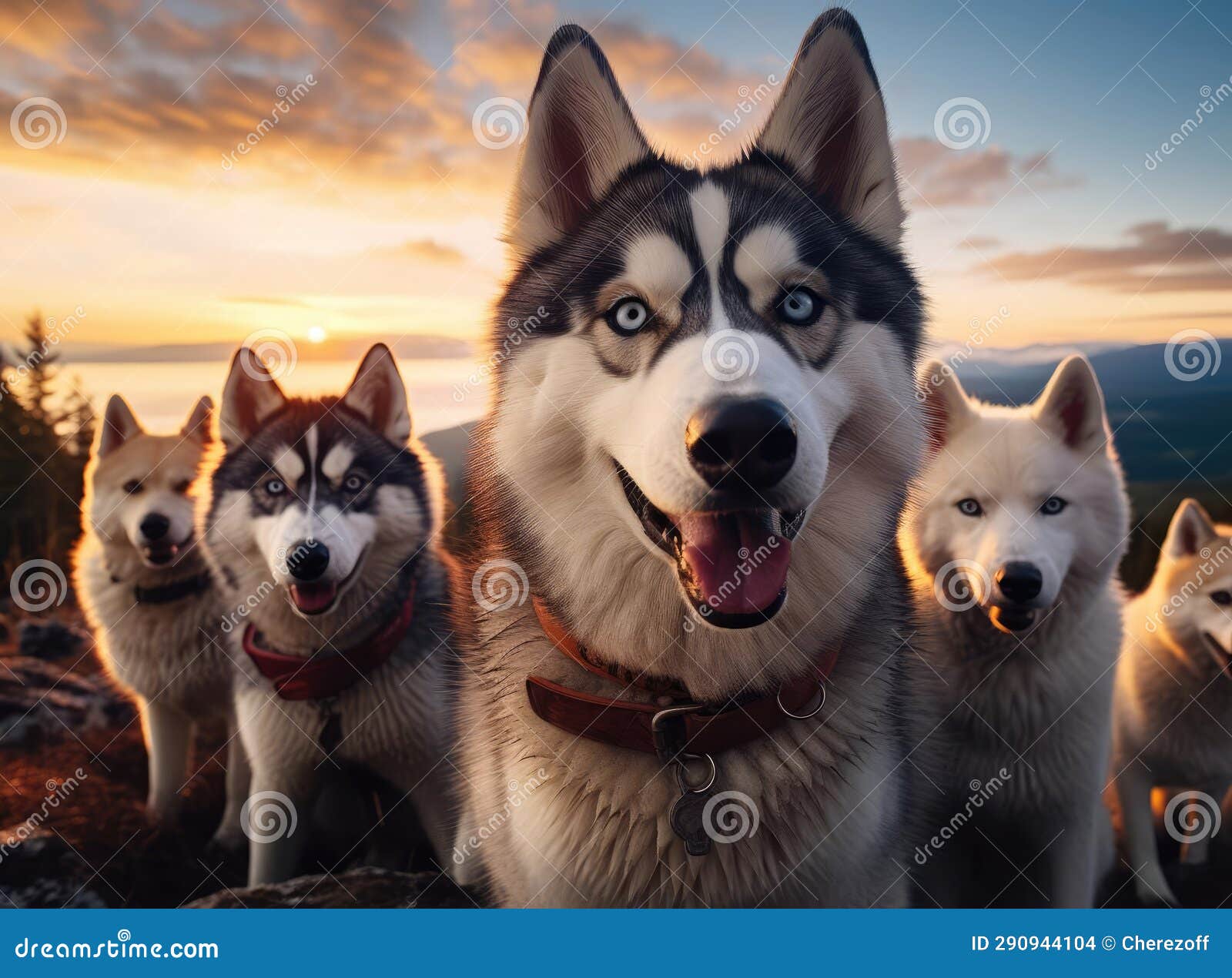 A Group of Siberian Huskies Stock Photo - Image of snow, mammal: 290944104