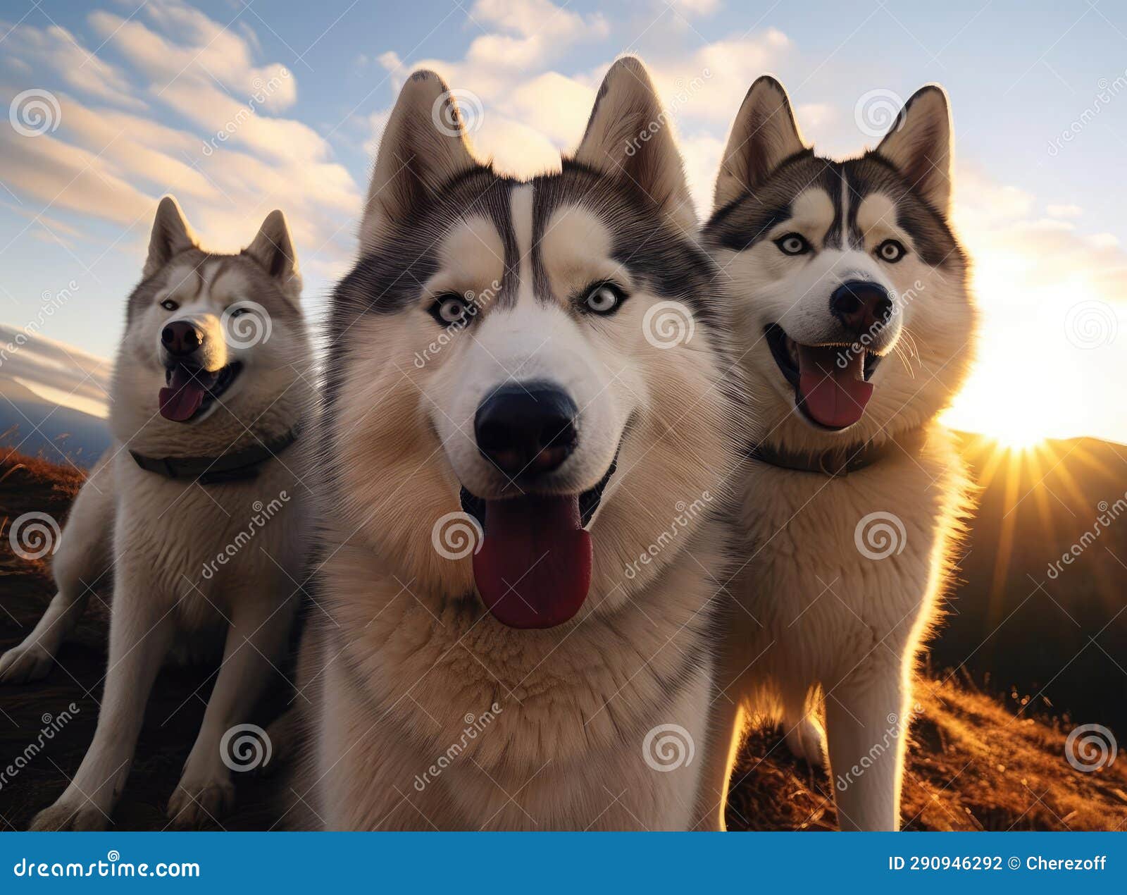 A Group of Siberian Huskies Stock Photo - Image of dogs, beautiful ...