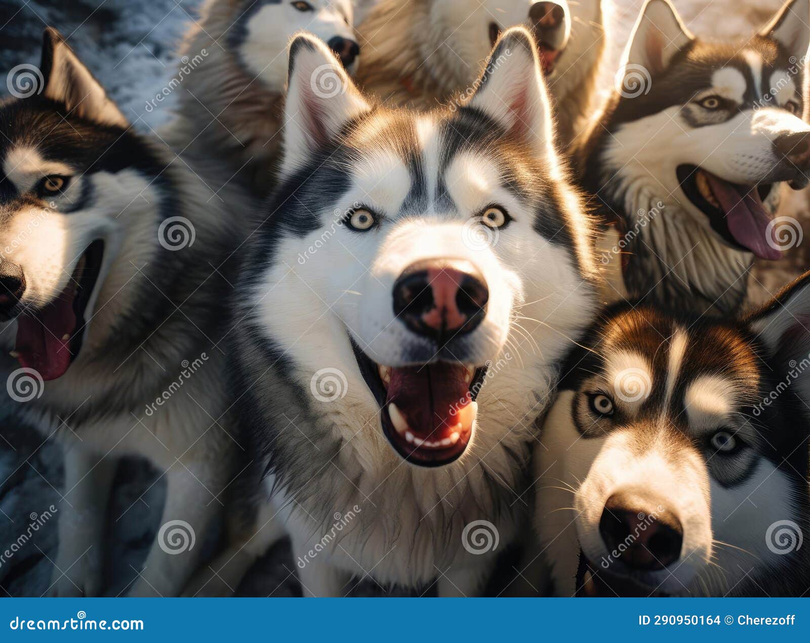 A Group of Siberian Huskies Stock Photo - Image of young, animal: 290950164