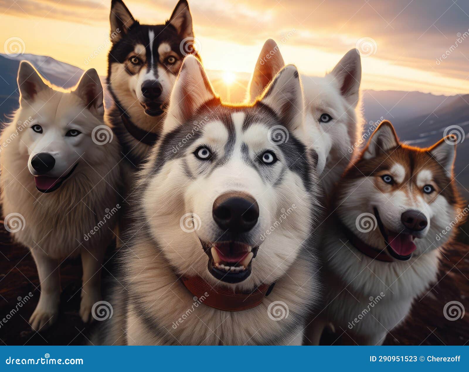 A Group of Siberian Huskies Stock Image - Image of canine, cute: 290951523