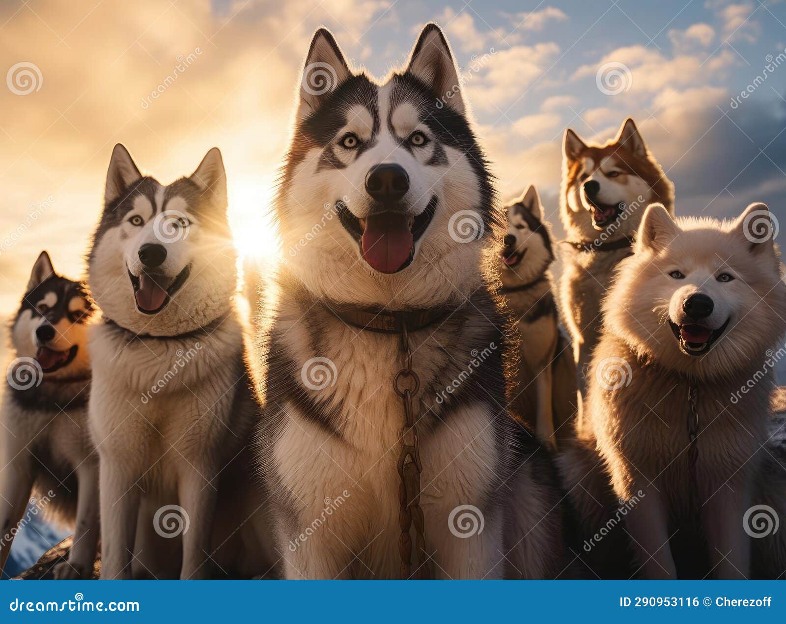 A Group of Siberian Huskies Stock Photo - Image of black, breed: 290953116