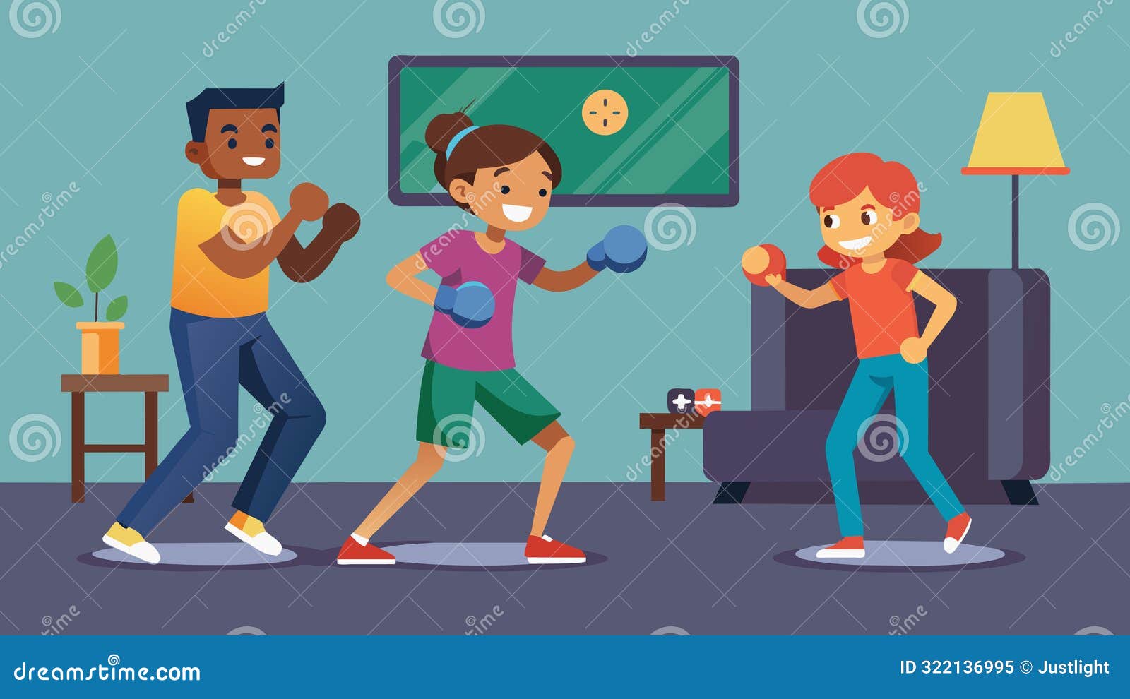 A Group of Siblings Taking Turns Playing a Boxing Game on Their Xbox ...