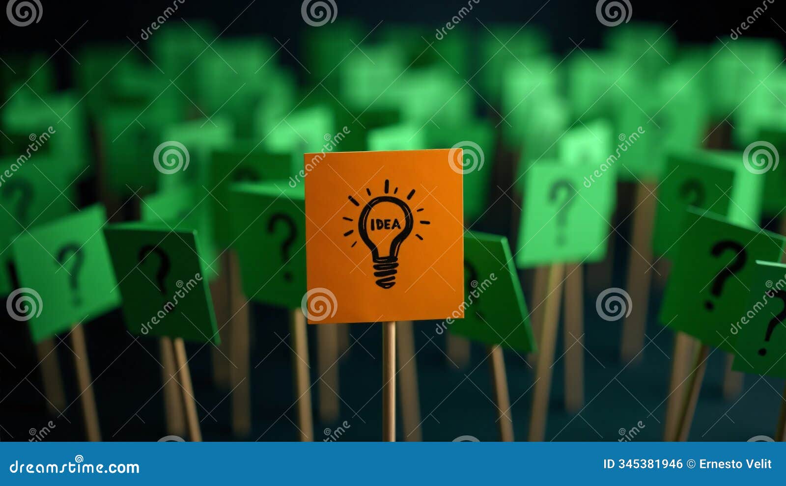 Lightbulb Idea among Question Marks Stock Photo - Image of question ...