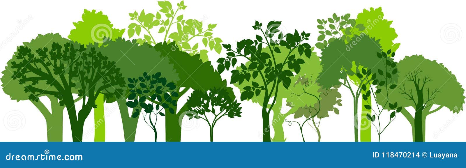 Group Of Silhouettes Of Green Trees. Vector Illustration ...