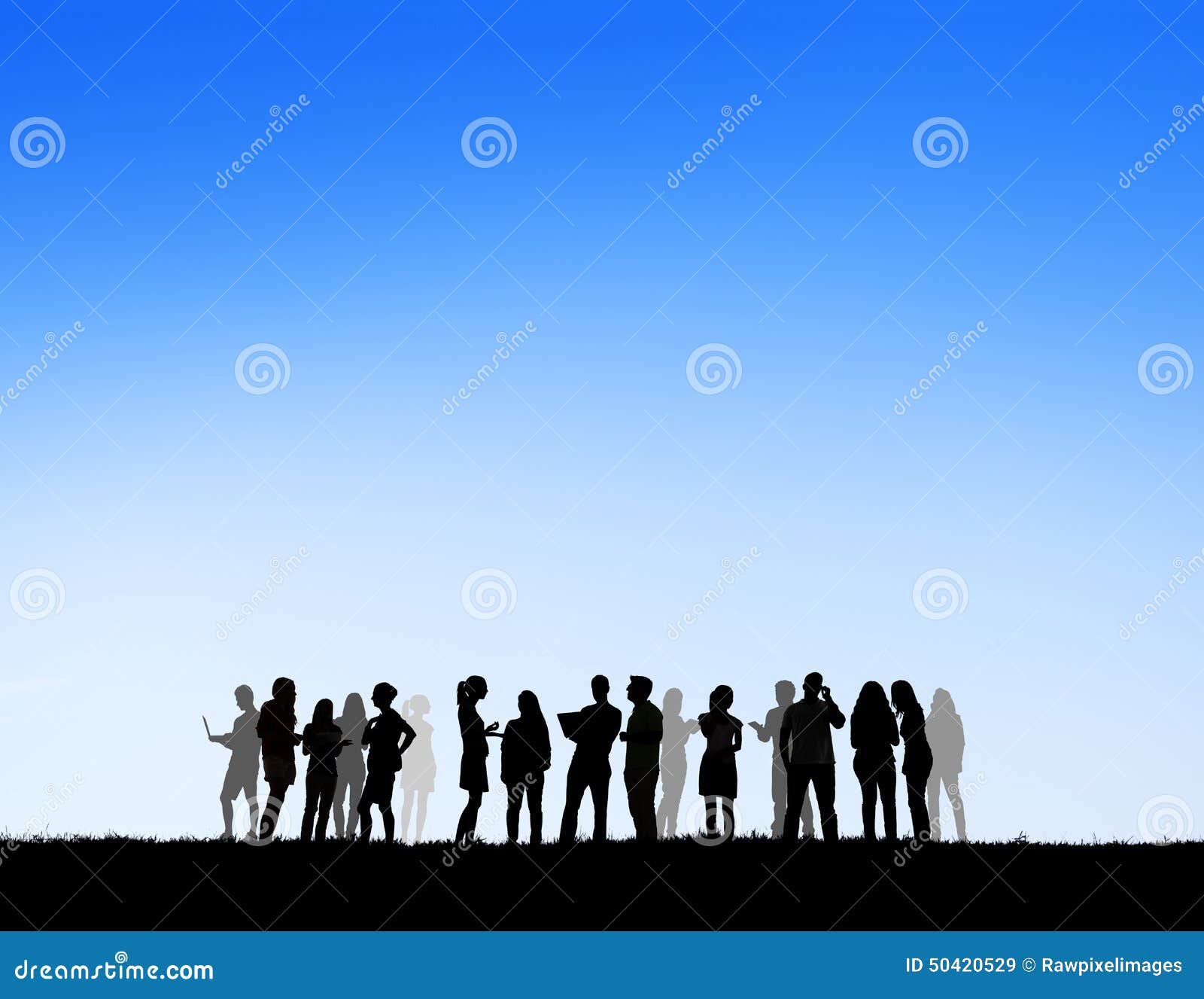 Group Silhouettes Social Networking Outdoors Concept Stock Image ...
