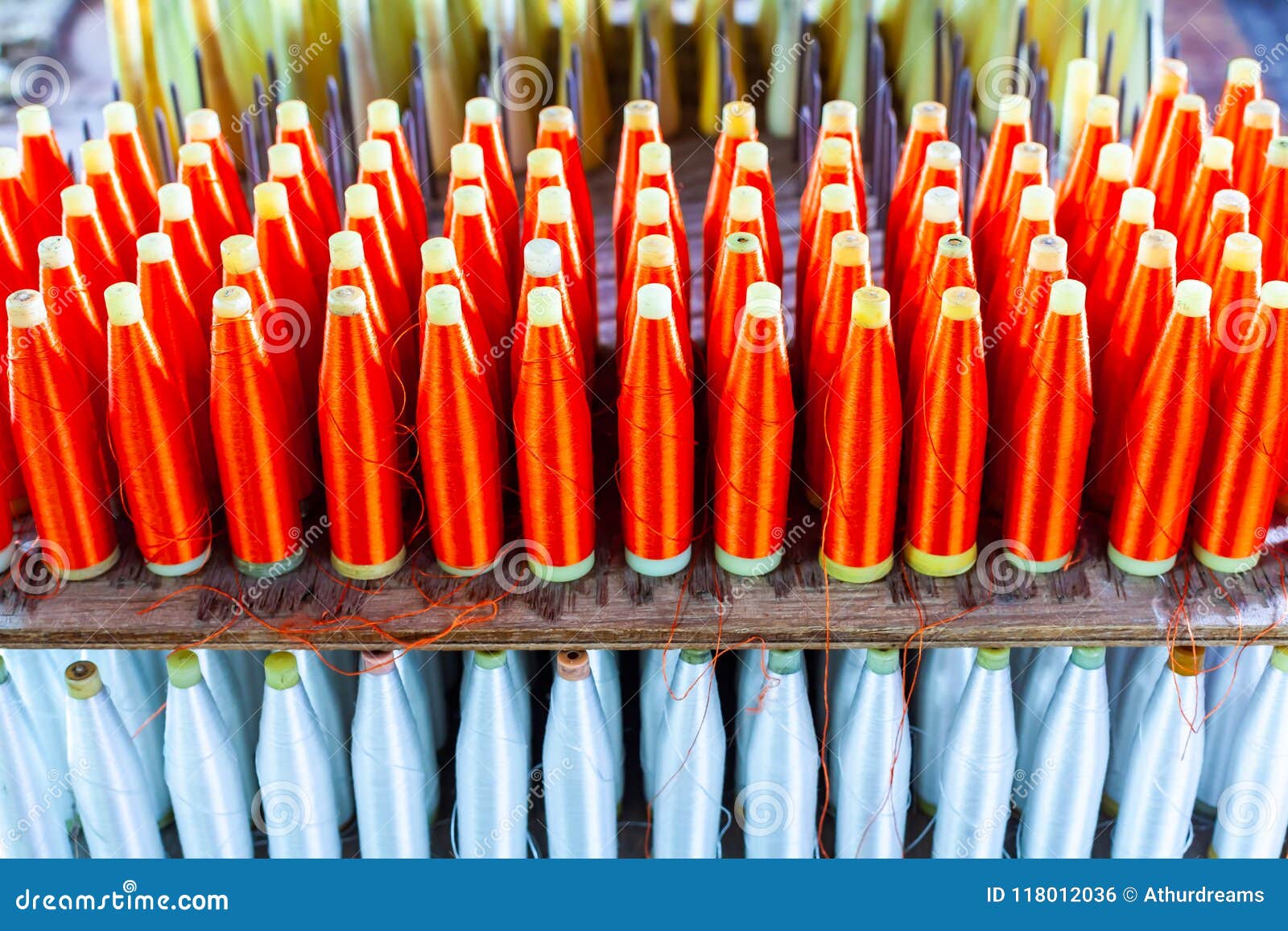 Group of Silk Spools with Red Silk Thread Yarn for Weaving Machine To ...