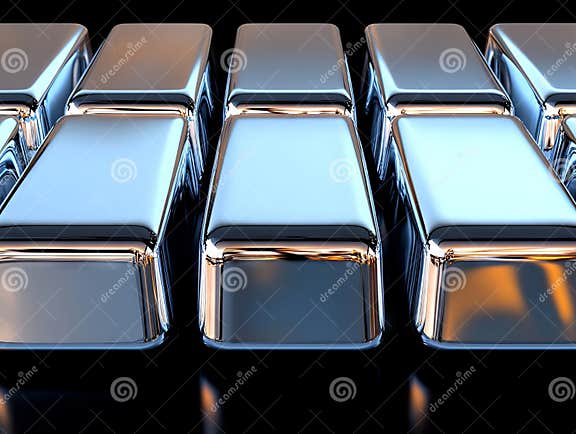 A Group of Silver Cubes Sitting on Top of a Black Surface Stock Photo ...