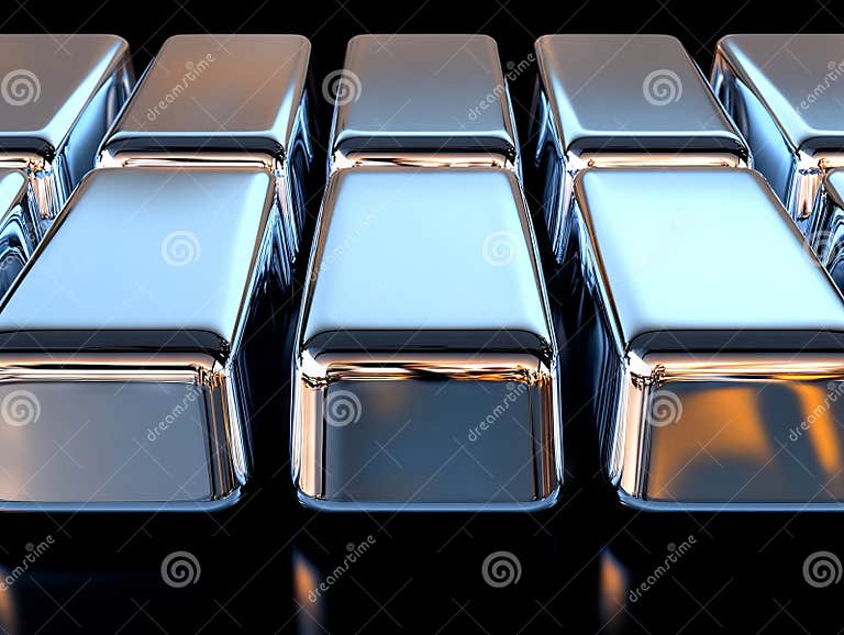 A Group of Silver Cubes Sitting on Top of a Black Surface Stock Photo ...