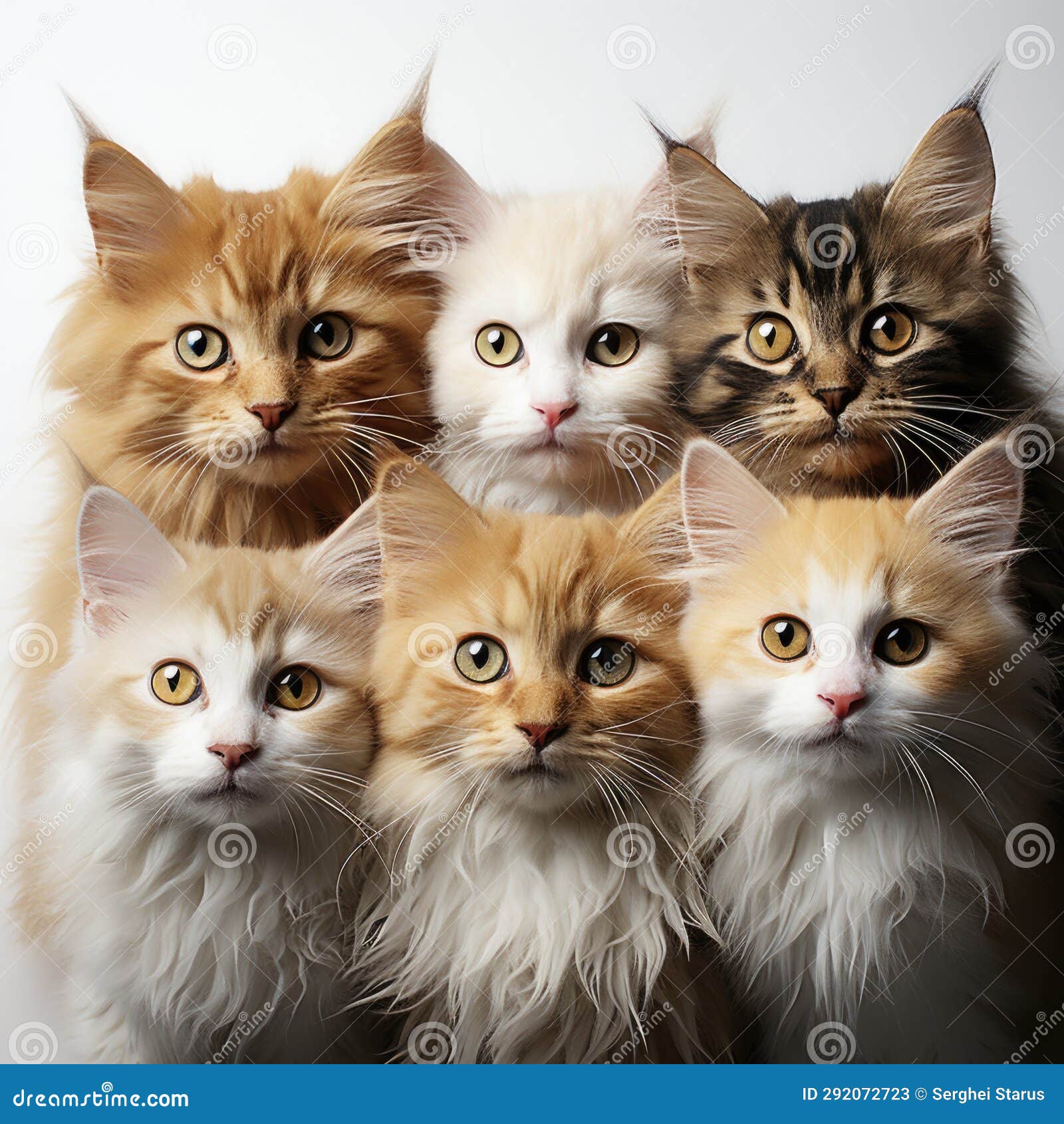 A group of six cats, AI stock image. Image of cute, friendship - 292072723