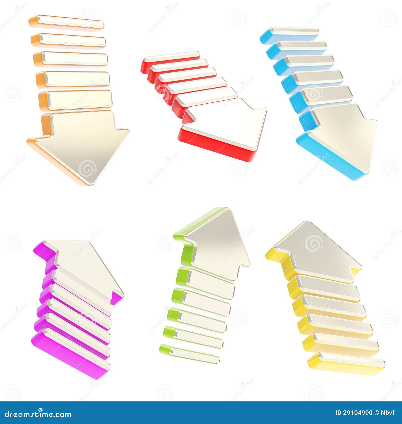 Group of Six Isolated Arrows in Various Foreshortenings Stock ...