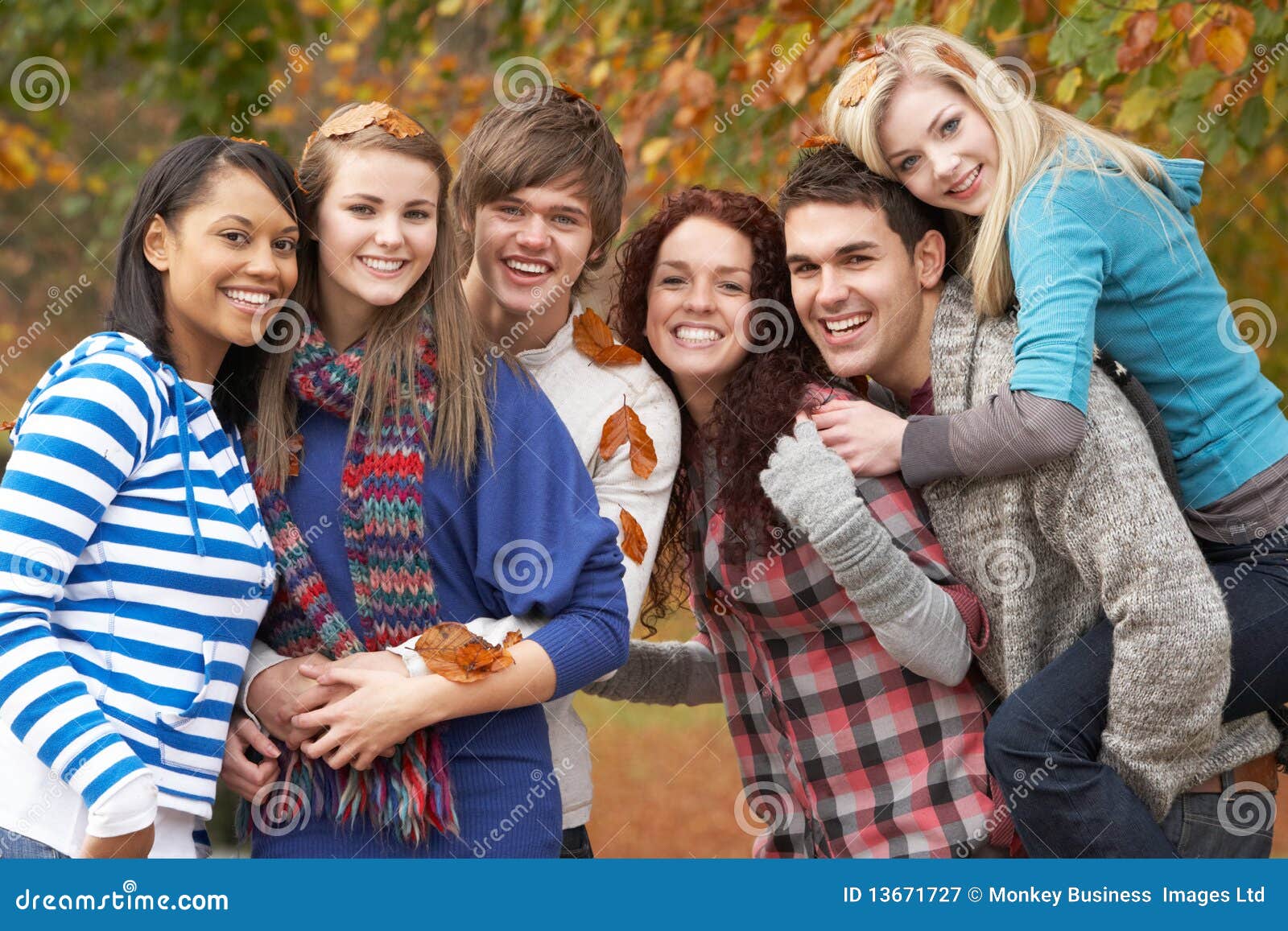 Group of Six Teenage Friends Having Fun Stock Image - Image of ...