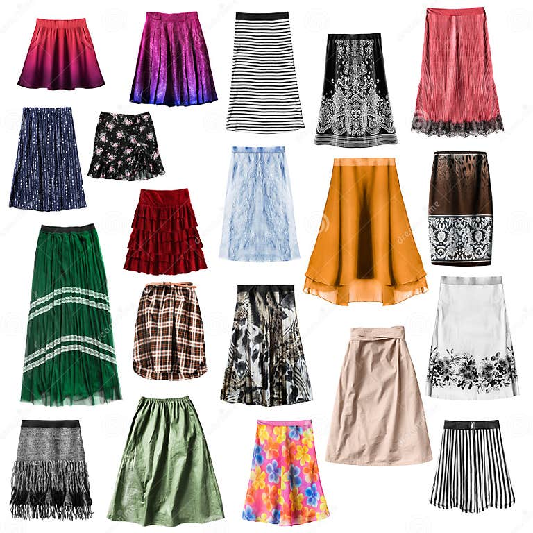Group of skirts isolated stock photo. Image of clothing - 144887222