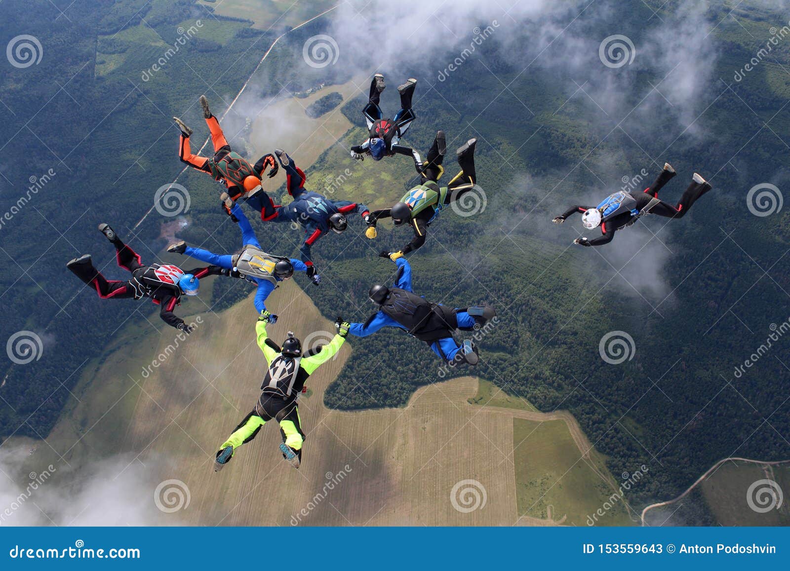 A Group of Skydivers. Skydiving is in the Sky. Stock Image - Image of ...
