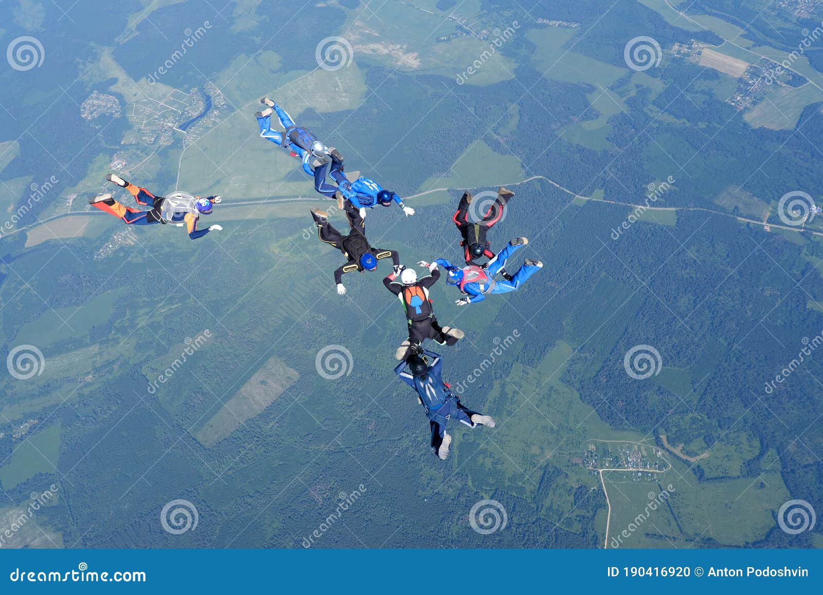 Formation Skydiving. a Group of Skydivers are in the Sky. Stock Photo ...