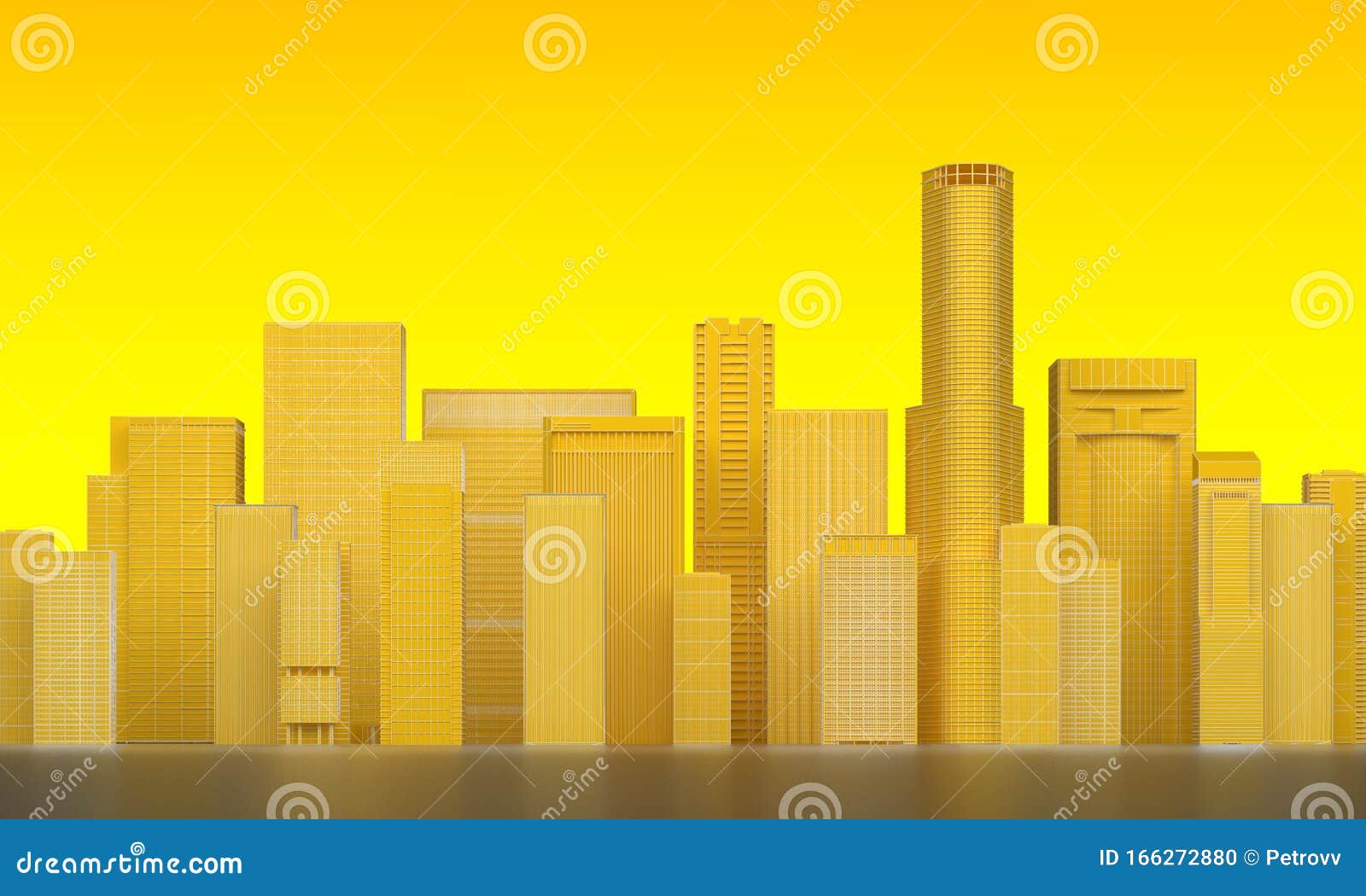 Group Skyscraper in Yellow Tinted Stock Illustration - Illustration of ...