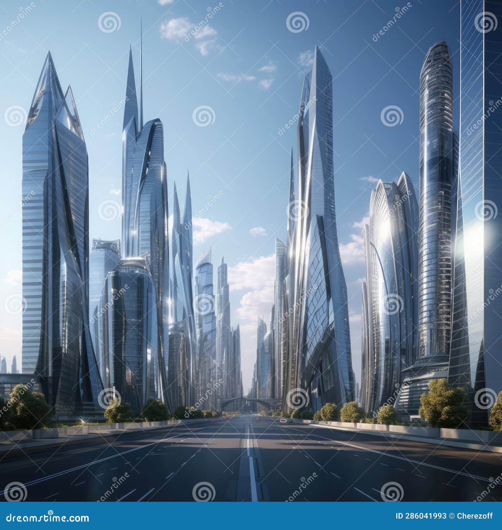 A Group of Skyscrapers of the Future Stock Illustration - Illustration ...