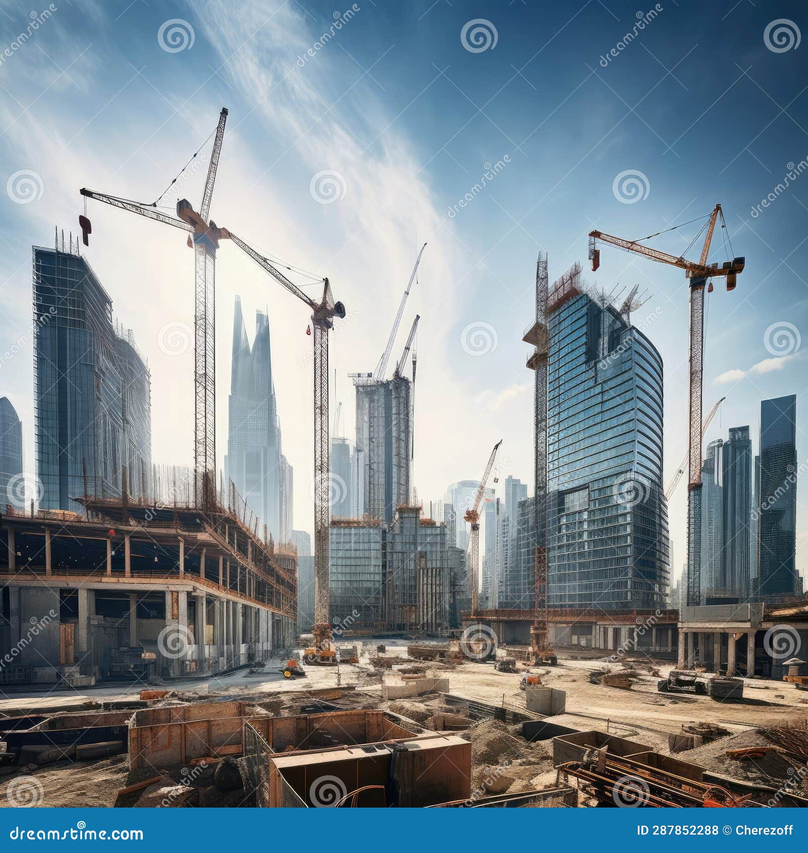 A Group of Skyscrapers Under Construction Stock Photo - Image of modern ...