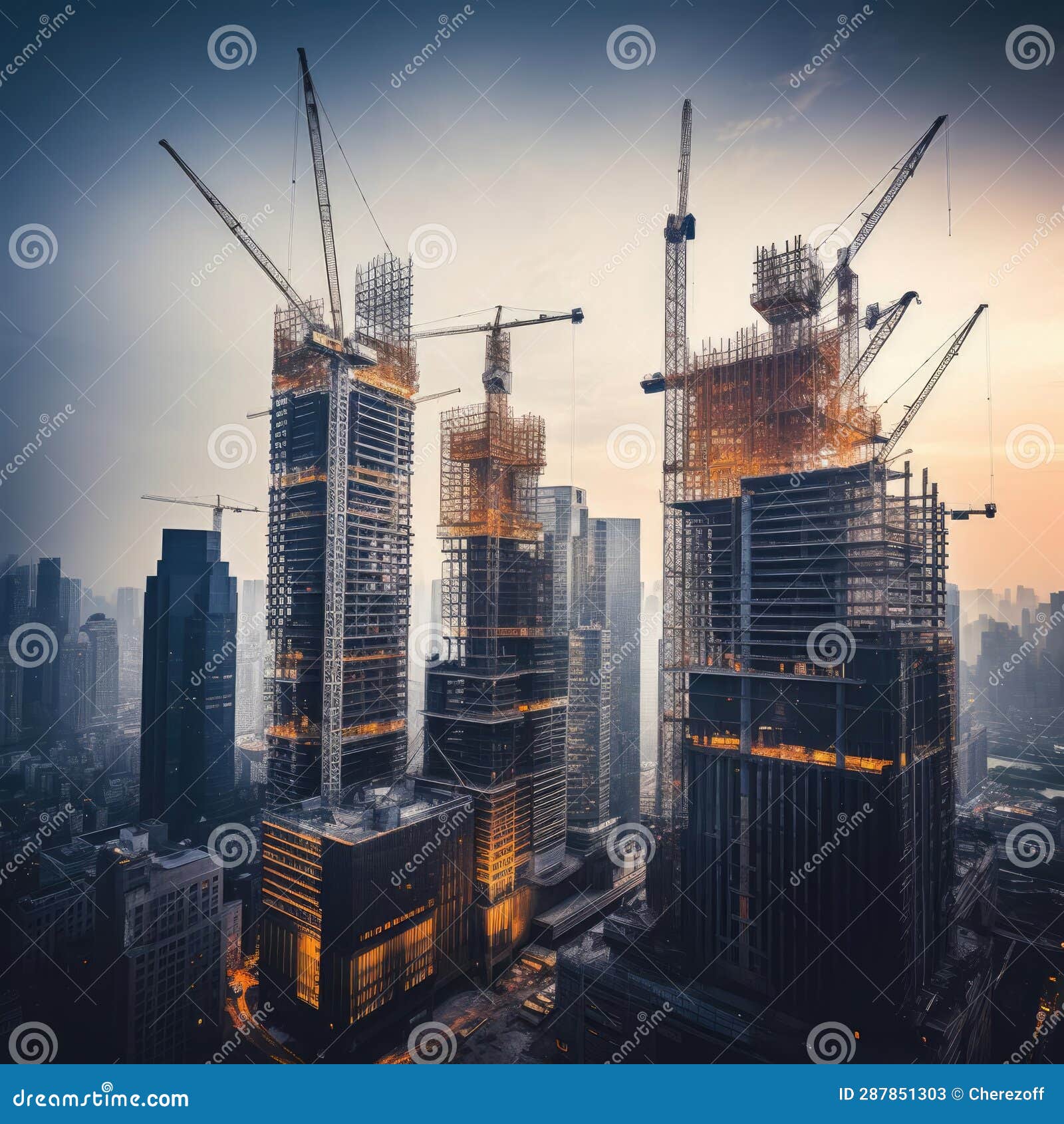 A Group of Skyscrapers Under Construction Stock Image - Image of urban ...