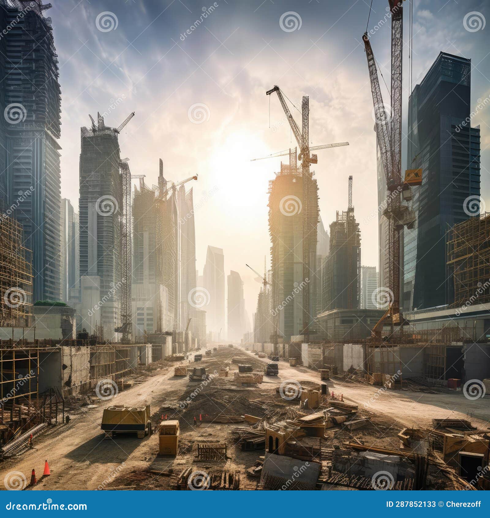 A Group of Skyscrapers Under Construction Stock Image - Image of modern ...