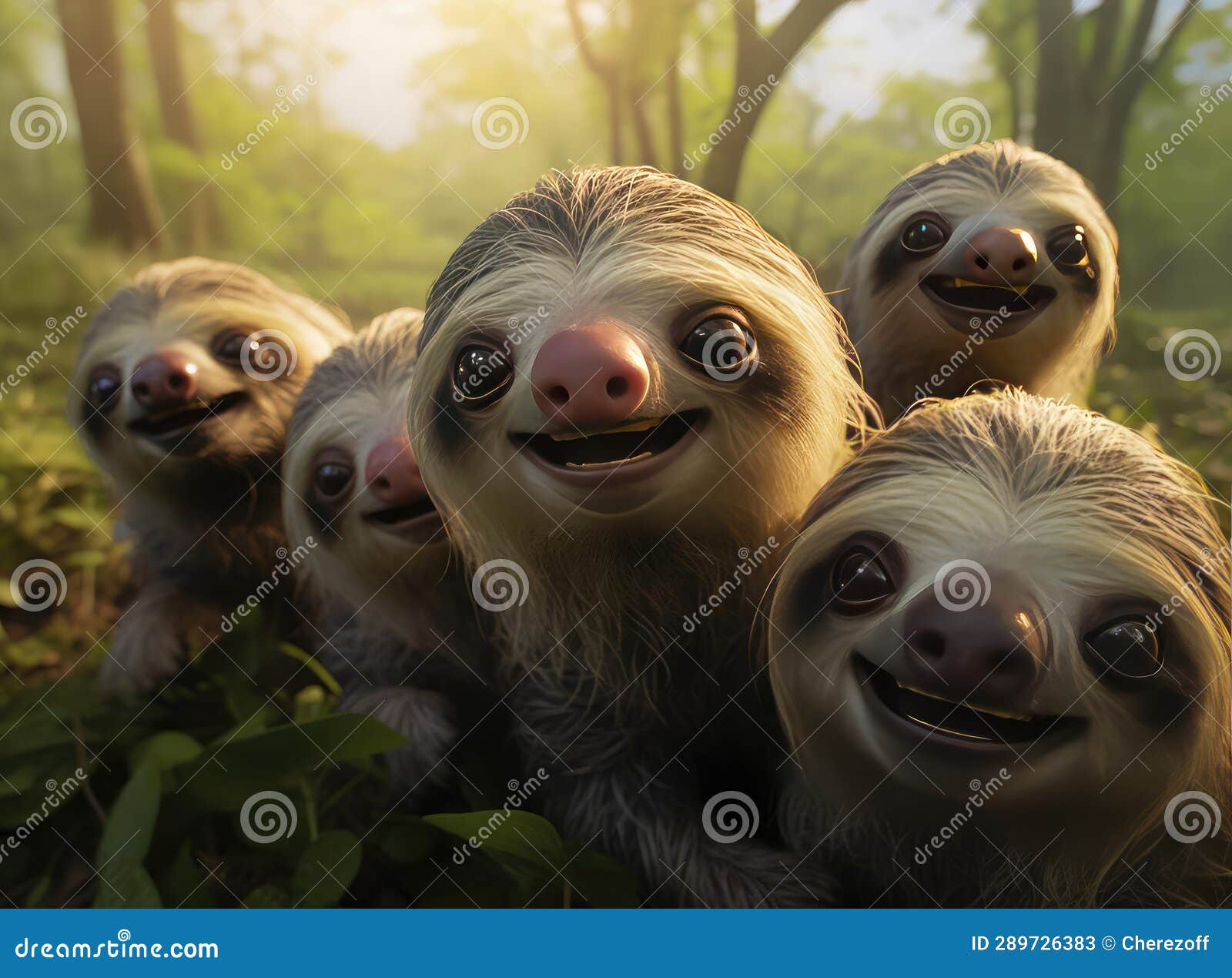 A group of sloths stock illustration. Illustration of graphic - 289726383
