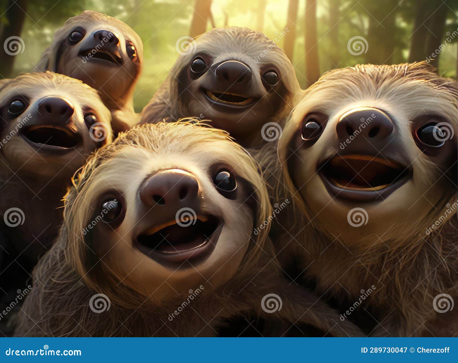 A group of sloths stock image. Image of group, lovely - 289730047