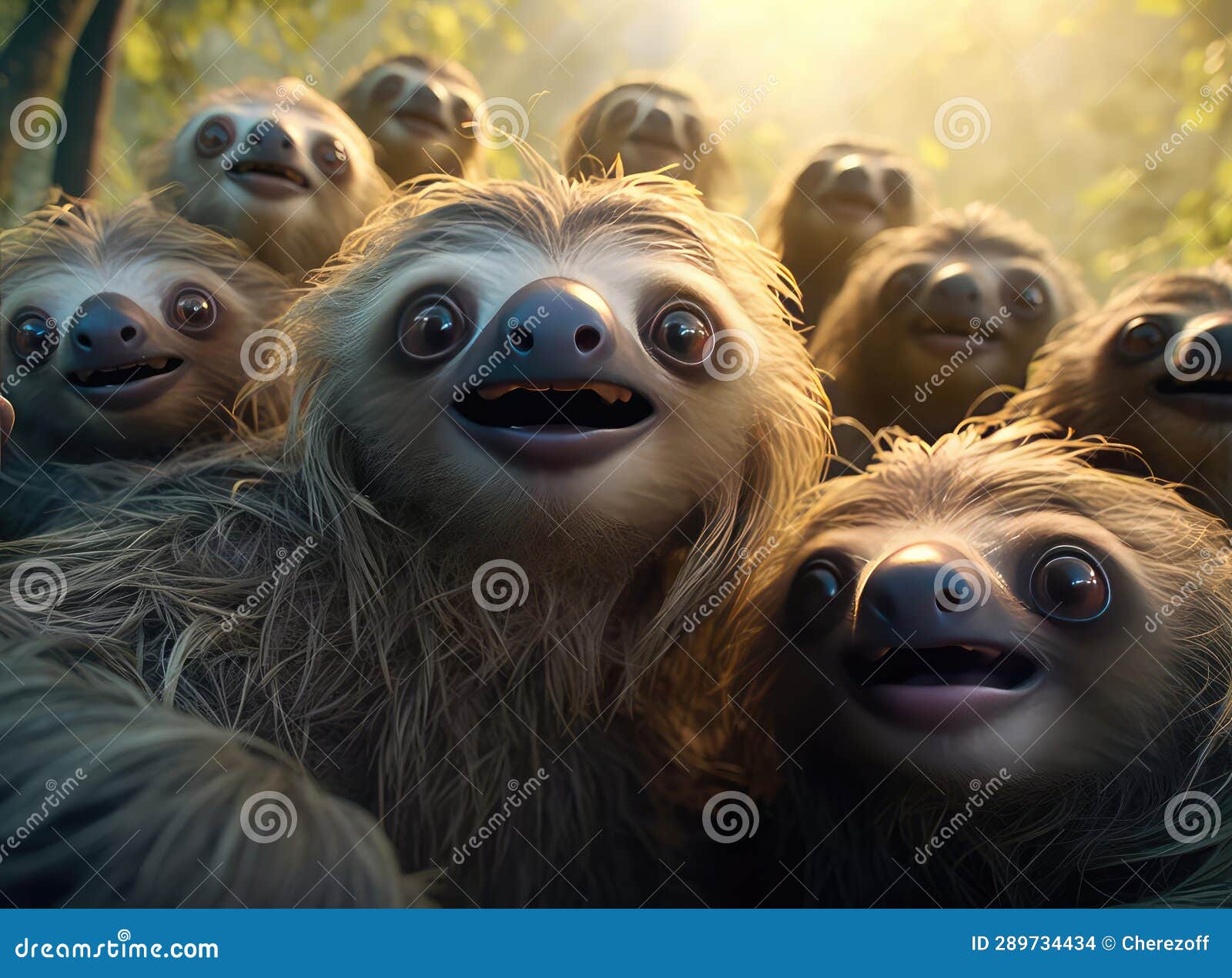 A group of sloths stock illustration. Illustration of cute - 289734434