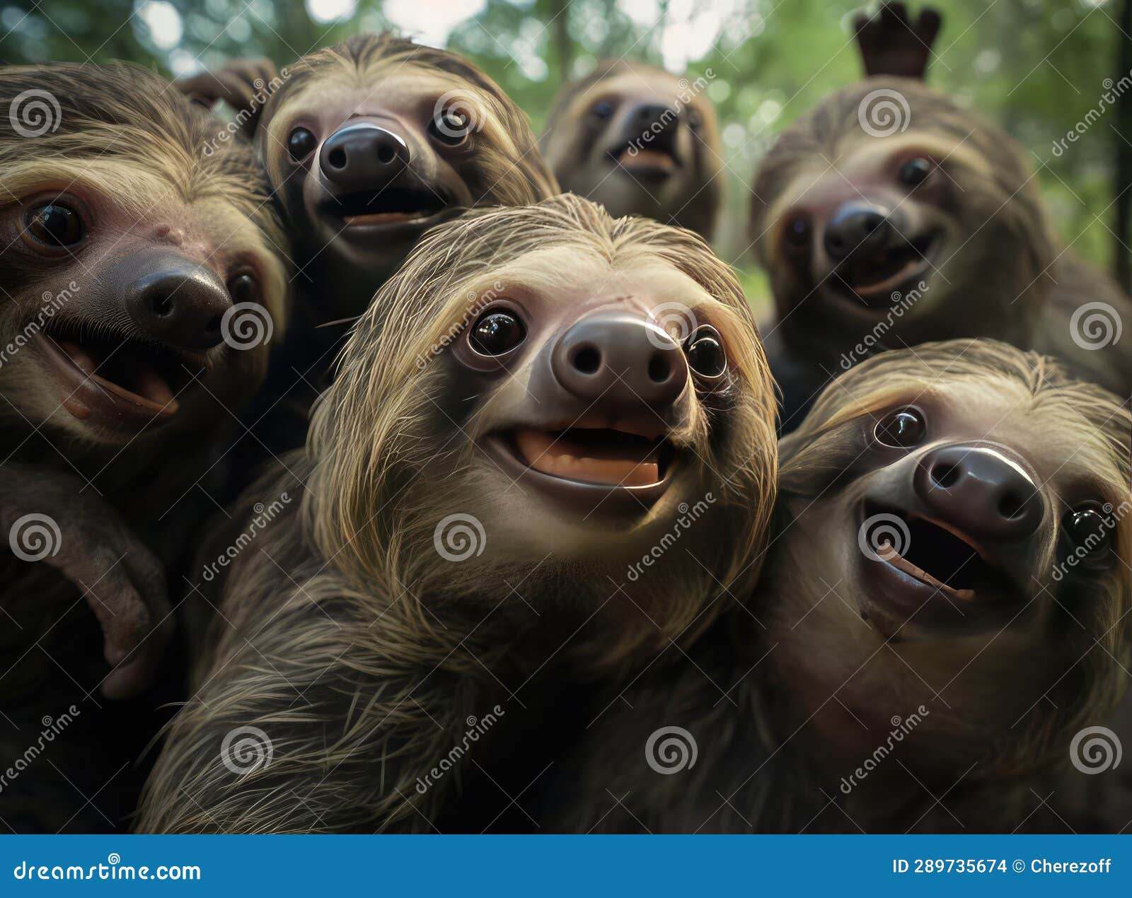 A group of sloths stock illustration. Illustration of tropical - 289735674