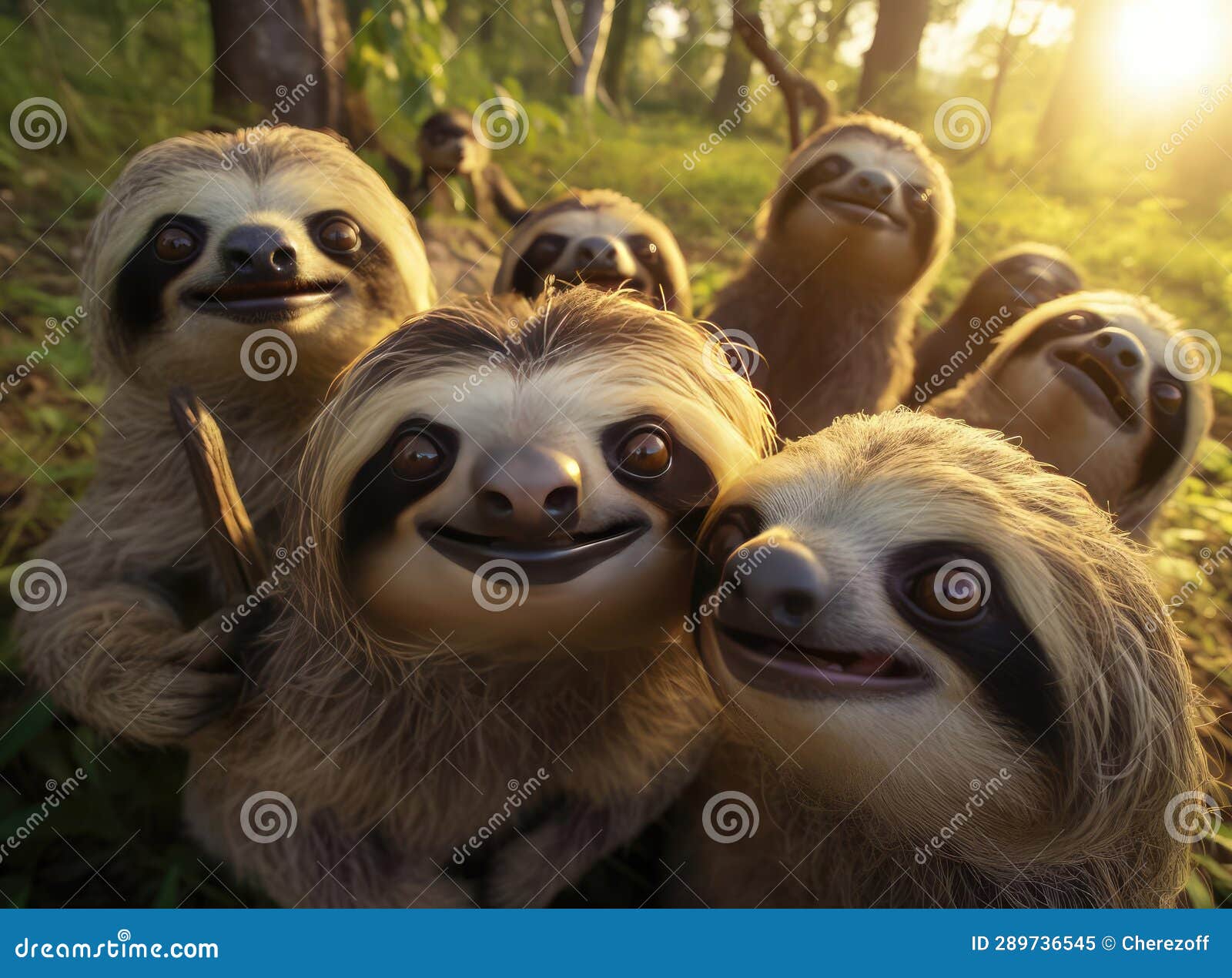 A group of sloths stock image. Image of sleep, slow - 289736545