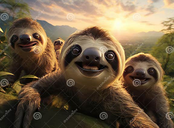 A group of sloths stock photo. Image of collection, hang - 289740814