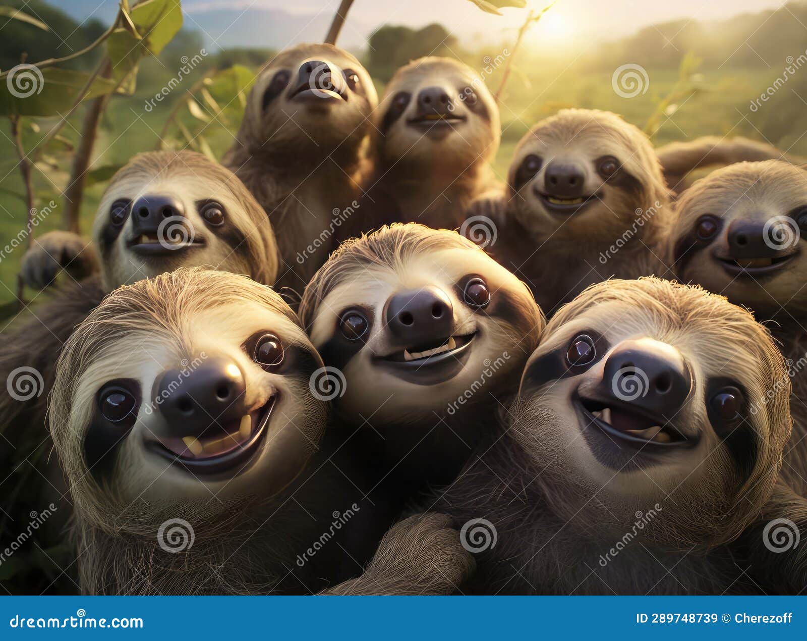 A group of sloths stock image. Image of graphic, wildlife - 289748739