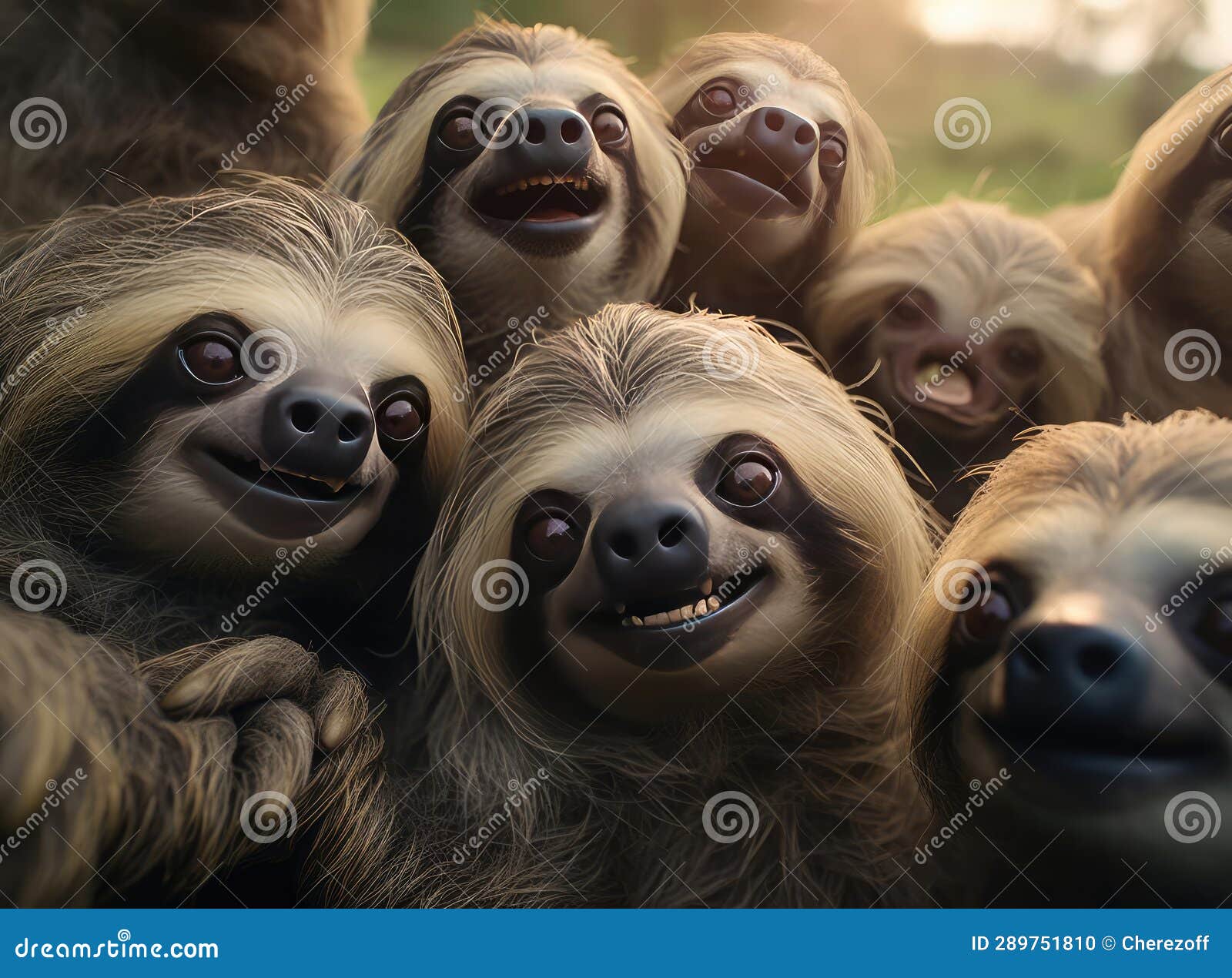 A group of sloths stock photo. Image of cute, character - 289751810