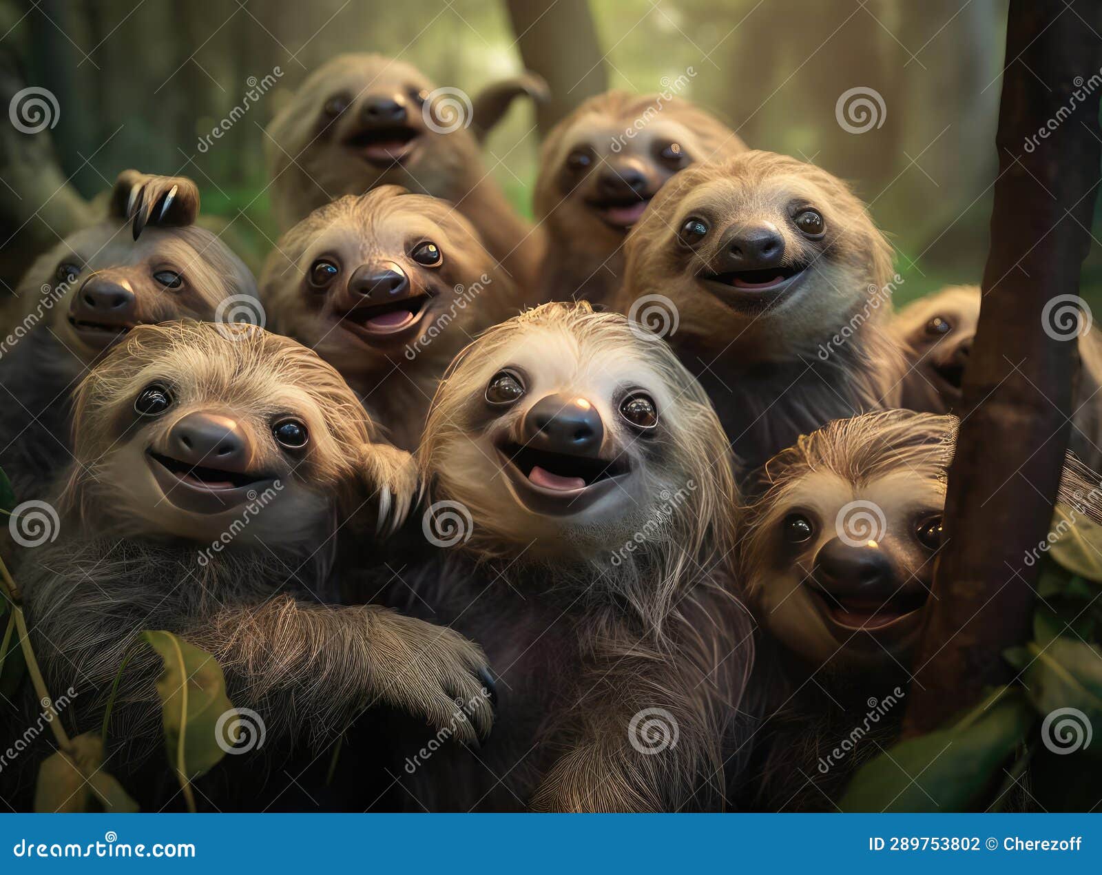 A group of sloths stock photo. Image of slow, graphic - 289753802