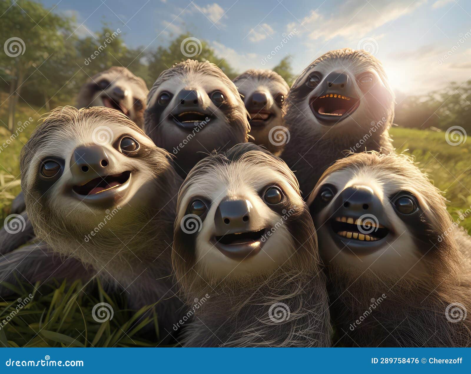 A group of sloths stock photo. Image of sleep, funny - 289758476