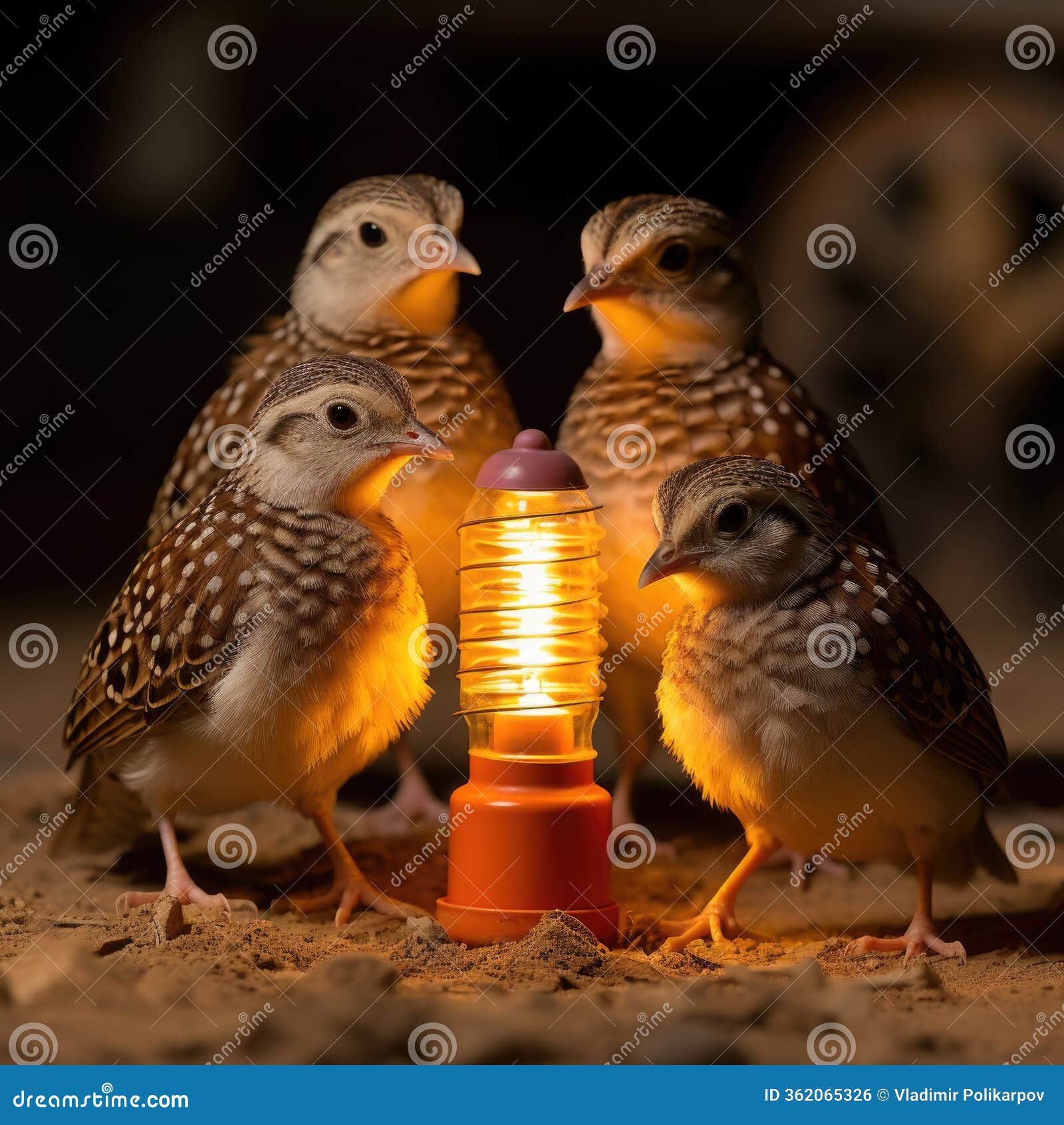 Group of Small Birds Standing Next To a Light Source. Suitable for ...