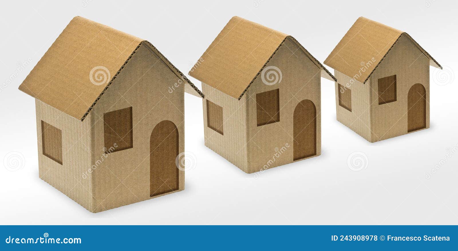 Group of Small Cardboard Houses Isolated on White - Concept Image Stock ...